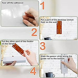 HINGTAI 4 PCS Self-adhesive Desktop Socket Holder, Simple and Fast Installation, No Drilling Required, ABS Material, Suitable for Marble, Tile, Wood, Plastic