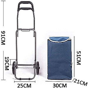 Shopping Trolley on Wheels Multi Function Shopping Cart Fashion Aluminum Folding Portable Trolley More Durable Double Side Pocket Space Storage Hand Trucks,Blue,Crystal Wheel ,Shop