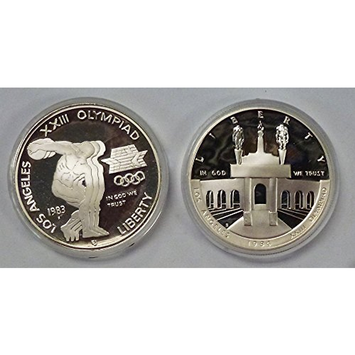 1983 S Olympics 2 Coins Silver 83-84 Proof OGP