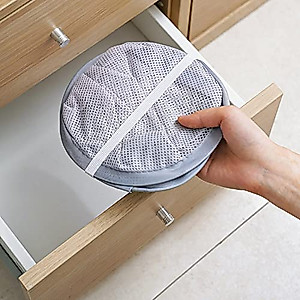 YESBAY Clothes Basket Mesh Clothes Hamper Durable Mesh Household Laundry Cart Grey