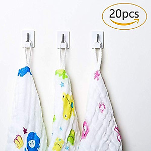 LIHAO 20 PCS Self-Adhesive Plastic Hooks for Curtain Rods