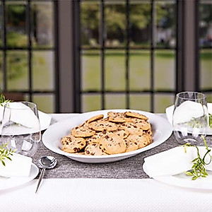 Plasticpro Plastic Oval Serving Trays - Serving Platters Oval 11 X 16 Disposable Party Dish White Pack of 4