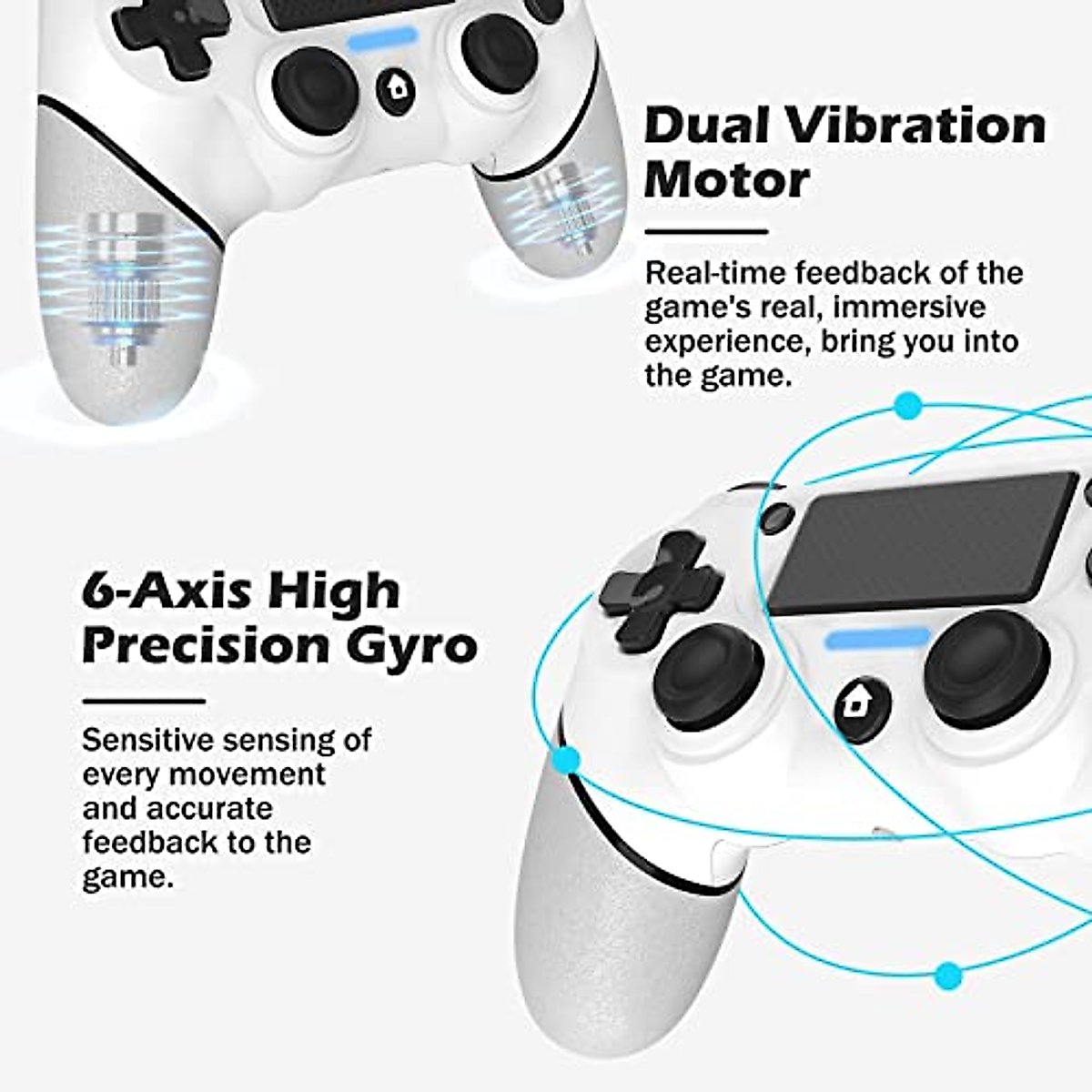MAOMIEMIE PS-4 Controller, PS-4 Controller Wireless for Play-Station 4/3/Pro/Slim/PC, Wireless PS-4 Remote Controller with Dual Vibration/Turbo/Touch Pad/6-Axis Motion