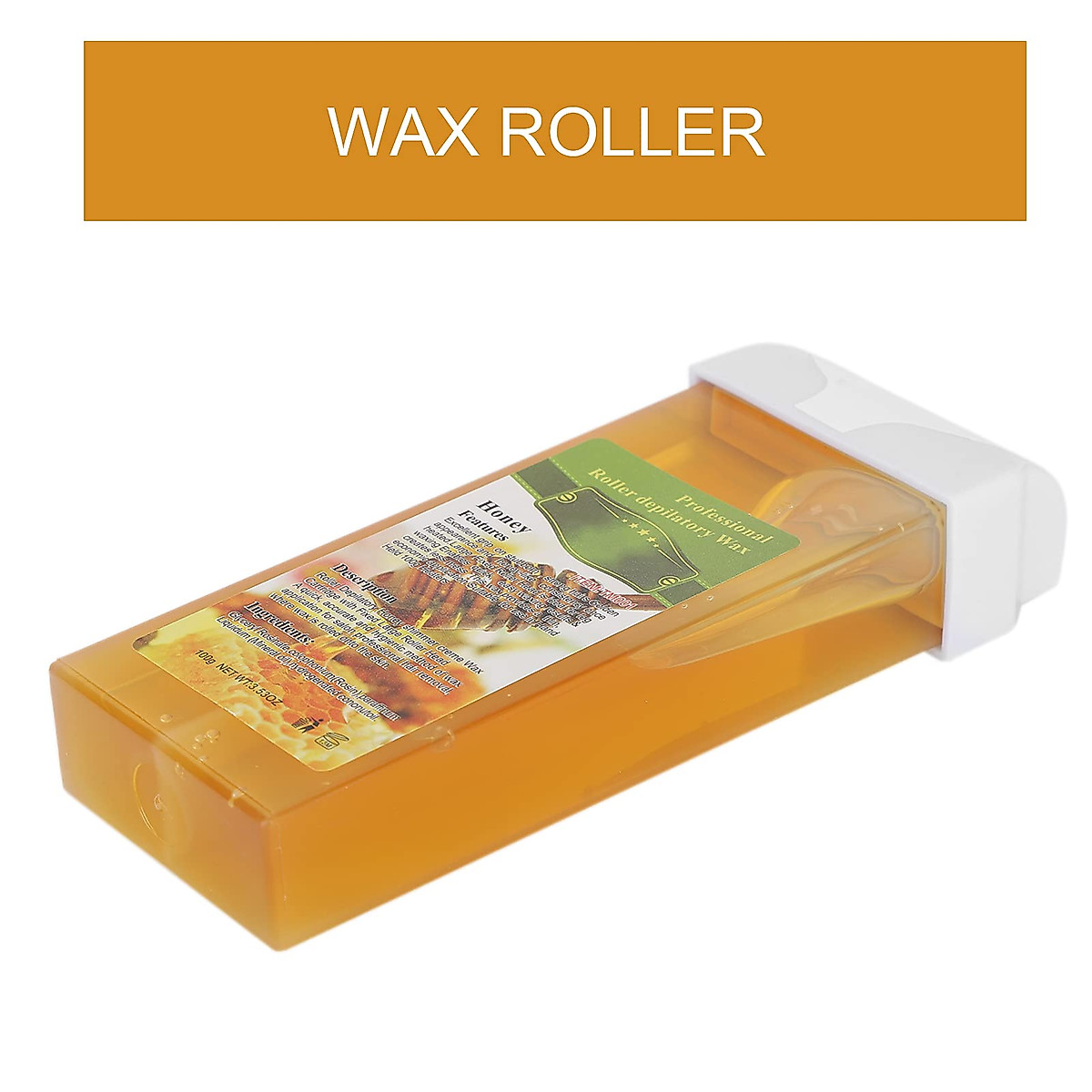 Roll-on Wax Cartridge Hair Removal Wax Roller Depilatory Wax for Professional Salons and Home Self Waxing 100g (Honey)