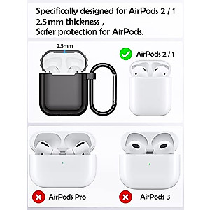 Eralierk [2 Pack] AirPods Silicone Protective Case Cover, with Keychain Compatible with Apple AirPods 2nd & 1st Generation, Front LED Visible (Black/Pink)