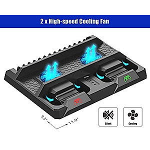 ElecGear Xbox One Vertical Charging Stand with Cooling Fan, 2X 1200mAh Rechargeable Battery Pack for Controller, Games Storage Bracket, Dual Charger Dock for Xbox One, One S, One X and Elite