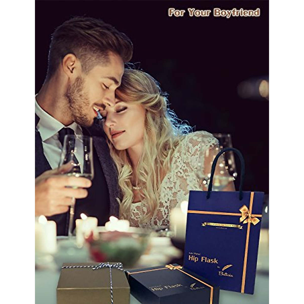 Hip Flasks For Liquor for Men by Bottisia 3Oz 18K Rose Gold Pocket Hip Flask with Whisky Flask Funnel & Genuine Leather Pouch, a Luxury Hip Flask Birthday Gift Set for Men/Father/Grandfather/Groomsmen