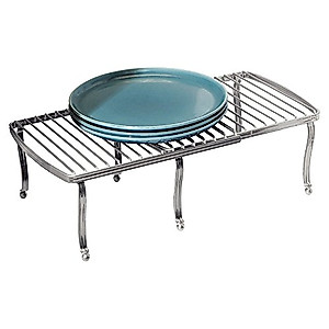 iDesign York Metal Free Standing Expandable Shelf for Storage in Kitchen, Pantry, Cabinet, Bathroom, Office, Craft Room, 12.75"-22.75" x 9.75" x 5.75" - Silver