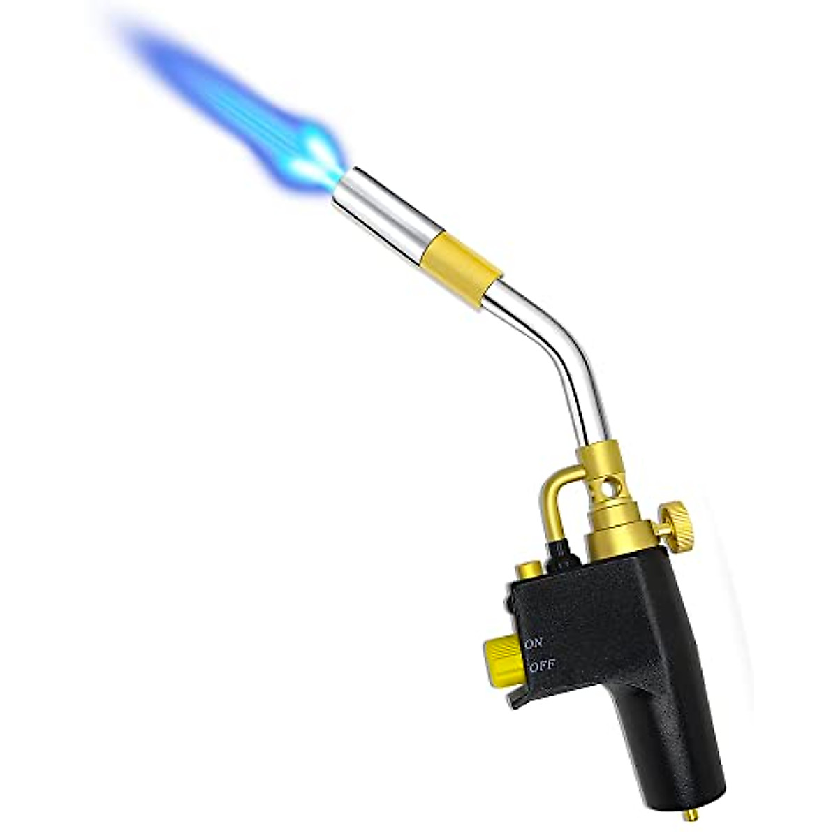 Propane Torch Head - MAPP MAP Gas Torch Head with Push Button Igniter Trigger Start Welding Lighter Self Ignition Adjustable Flame Knob Continuous Flame Lock for Sous Vide Soldering Brazing Wood Burn