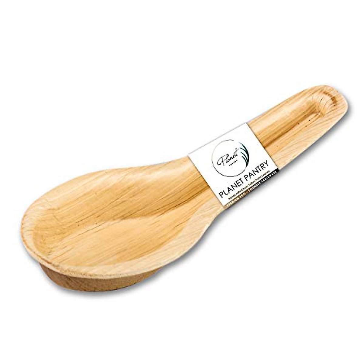 Planet Pantry Disposable Palm leaf Cutlery Wooden Bamboo-Like Paper and Plastic Alternative Eco-Friendly for Food, Party, Buffet (5" Soup Spoon, 50)