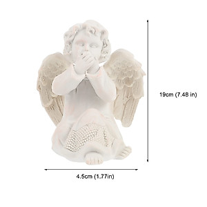 NUOBESTY 3pcs Resin White Praying Angel Statue Figurine Sculpture Cherub Wings Angel Figure Garden Guardian Memorial Statue for Home Table Decoration