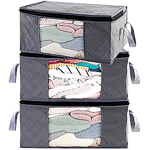 ABO Gear G01 Bins Bags Closet Organizers Sweater Clothes Storage Containers, 3pc Pack, Gray, 3 Count