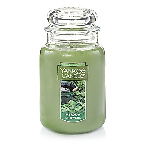 Yankee Candle Meadow Showers Scented, Classic 22oz Large Jar Single Wick Candle, Over 110 Hours of Burn Time, Green