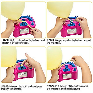 YWFTING Electric Air Balloon Pump and Balloon Tying Tool in One, Portable Dual Nozzle Rose Red 110V 600W Electric Balloon Blower Pump for Decoration, Party,Faster and Save Time