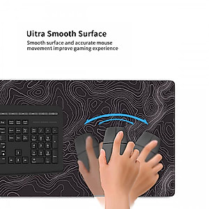 AQQA Large Mouse Pad Mat (35x17 in) Extended XXXL Gaming Mouse Pad with Non-Slip Rubber Base,Background Topographic Map Lines Contour Geographic for Gaming Office Laptop Computer Men Women