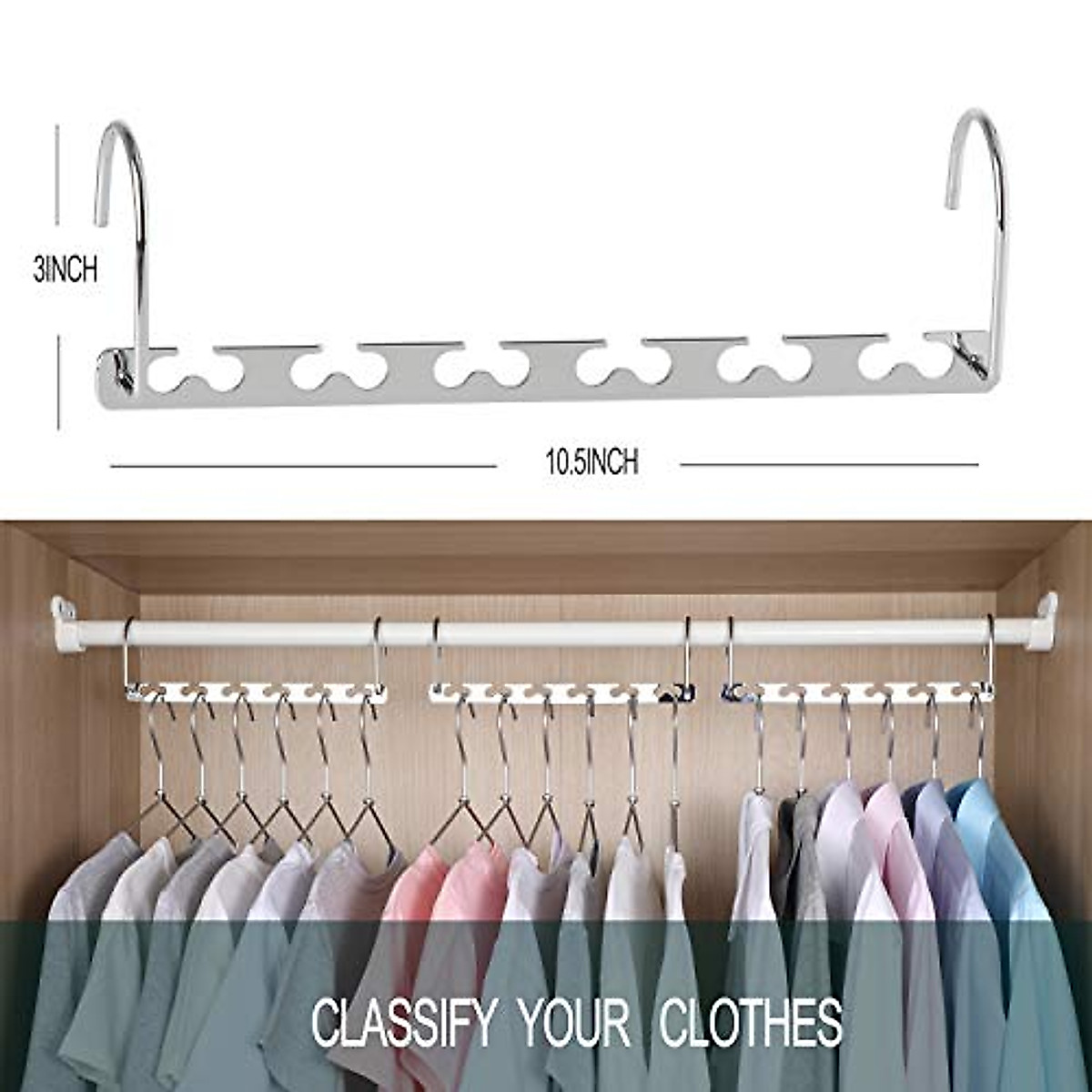 Meetu Space Saving Hangers Metal Clothes Hangers 6X2 Slots Magic Hanger Cascading Hanger Updated Hook Design Closet Organizer Hanger (Pack of 4)