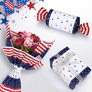 35 Sheets Tissue Paper for Gift Bags 19.5"x13.6" Gift Wrap Tissue Paper Bulk for 4th of July Memorial Day Festival Independence Day Party Art Crafts Tissue Paper for Packing Holiday Decor