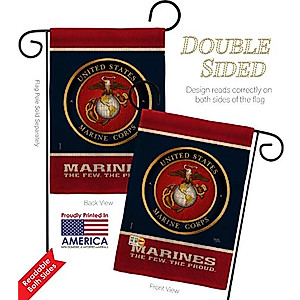Proud Marine Corps Burlap Garden Flag - Pack Armed Forces USMC Semper Fi United State American Military Veteran Retire Official USA Applique - House Banner Small Yard Gift Double-Sided , Garden Flag