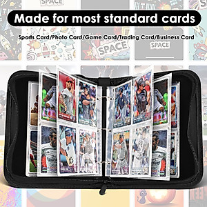 POKONBOY 400 Pockets Binder Sleeves Card Carrying Case Fit for Baseball Cards, Trading Cards, Football Cards and Sports Cards (Black)