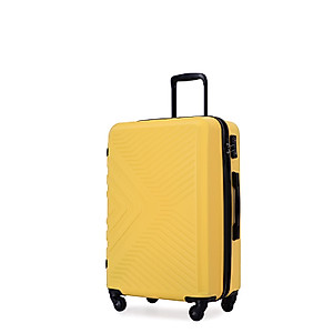 Tripcomp Luggage Sets Wear-Resistance Hardside Lightweight Suitcase Double Spinner Wheels, TSA Lock,Two Hooks, Scratch-resistant Carry-on, 3 Piece Set(20/24/28) (Bright yellow)