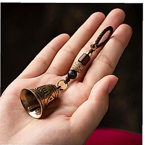 Froiny Vintage Brass Bell Six-Word Bell Keychains Tibetan Buddhist Meditation Bell Lanyard Car Hanging Pendants Accessories 37x28x28mm