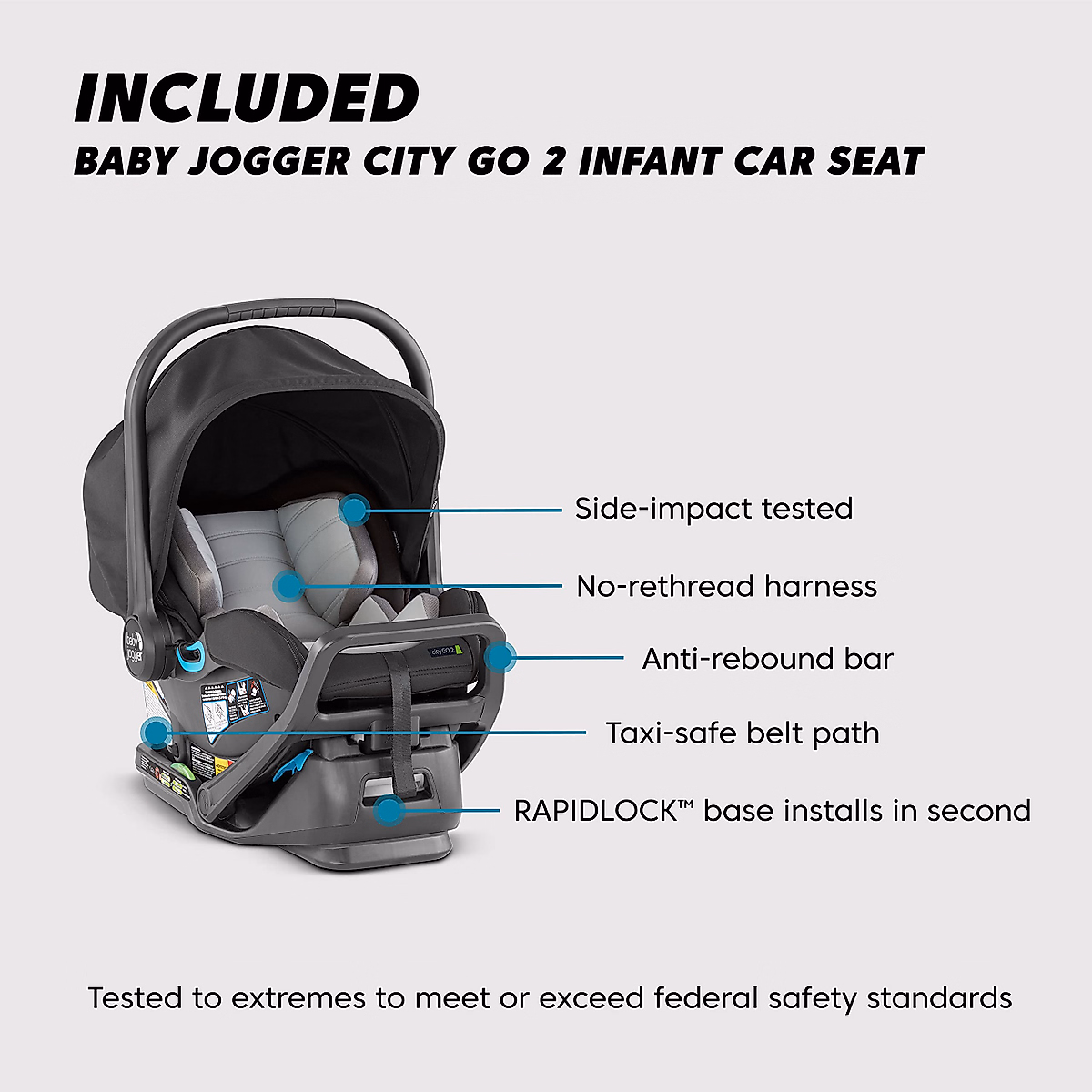 Baby Jogger City Mini GT2 All-Terrain Travel System | Includes City GO 2 Infant Car Seat, Jet