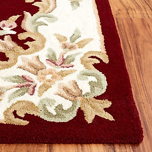 SAFAVIEH Aubusson Collection Area Rug - 3' x 5', Red & Ivory, Handmade Traditional Wool, Ideal for The Living Room, Bedroom, Dining Room (AUB301Q-3)