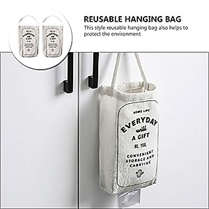 Cabilock 2PCS Wall Mount Grocery Bag Dispenser Linen Kitchen Grocery Plastic Bag Holder Farmhouse Hanging Storage Organizer Basket for Bathroom Home White
