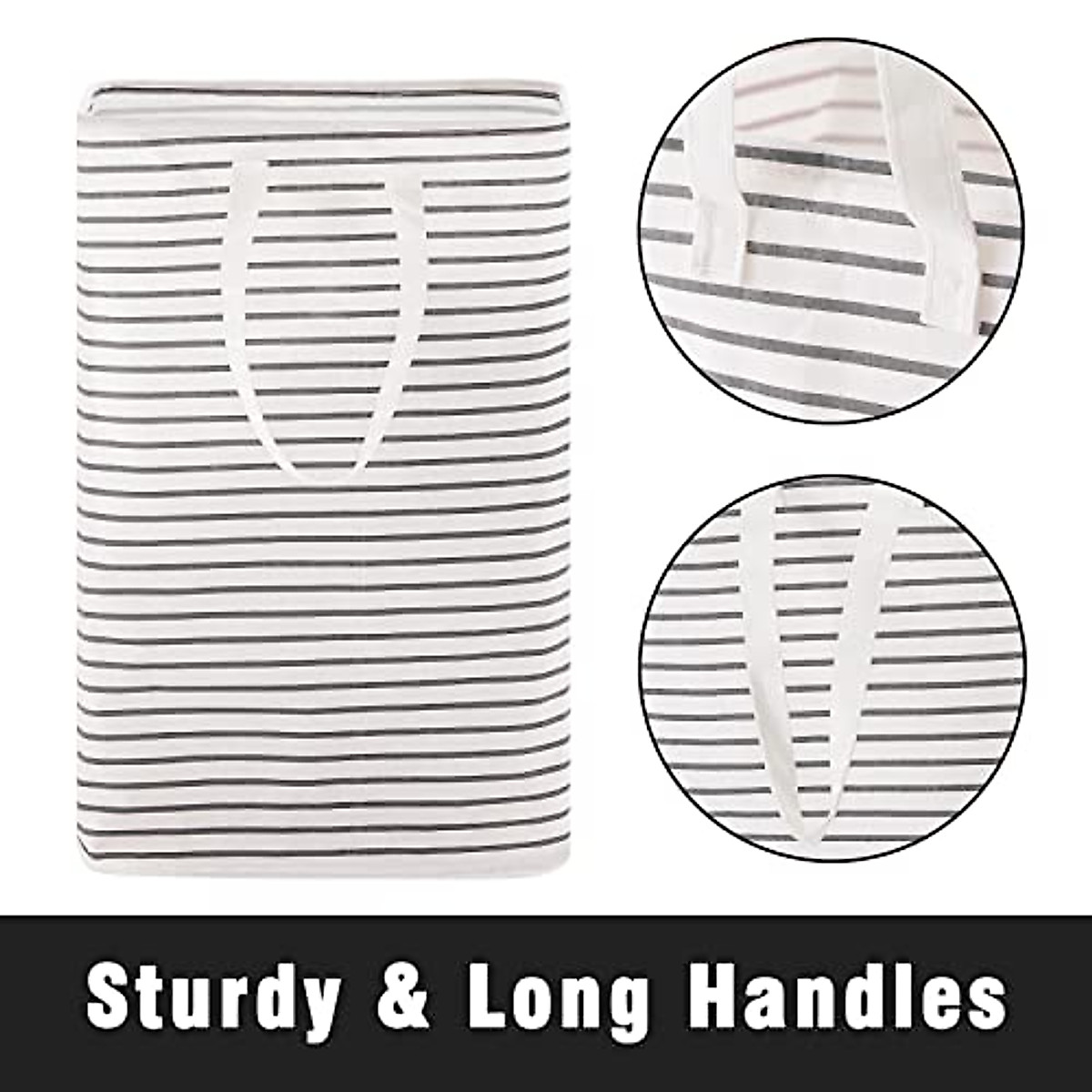 72L Large Collapsible Laundry Basket, Freestanding Clothes Hamper with Easy Carry Long Handles, Waterproof Washing Bag for Bedroom, Bathroom, and Nursery (Grey, 1 Pack)