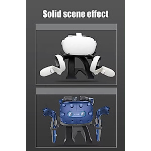 TNE VR Stand Headset and Controller Display Holder Mount Station for Quest Pro, Quest 2 and Rift S Virtual Reality Gaming System (Black)