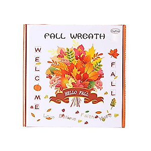 Fall Front Door Wreath,20” Artificial Floral Wreath with Orange Daisies and Foliage,Autumn Wreath with Small Pumpkin and Berry for Home Wall Window and Thanksgiving Decor-Beautiful Gift Box Included