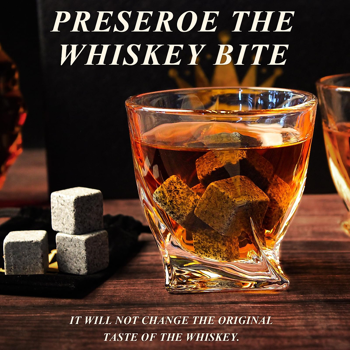 Almagic Whiskey Glasses Set of 2 (12oz), with Whiskey Stones and Velvet Bag, Birthday Day Gifts, Retirement Gifts, for Bourbon Tennessee Irish Scotch Whiskey Cocktail