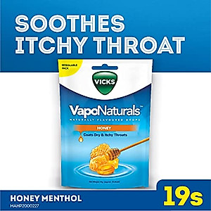 Vicks VapoNaturals Honey Throat Lozenges 19 Drops in Resealable Bag