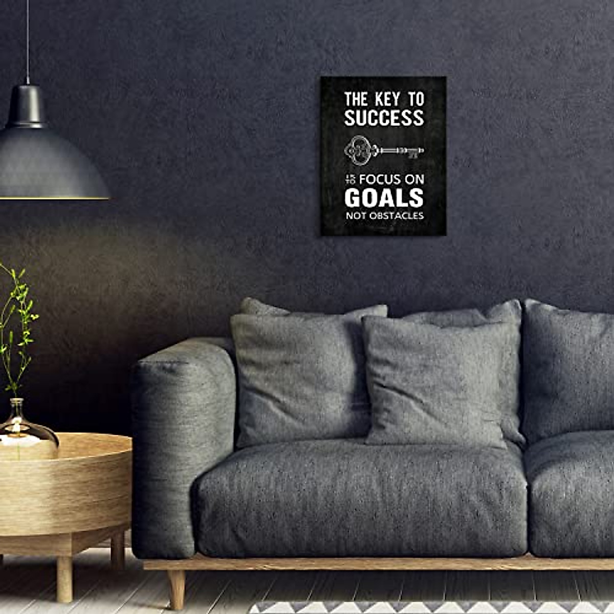 Inspirational Framed Office Canvas Wall Art Motivational Quote The Key to Success Is to Focus on Goals Not Obstacles Artwork Wall Pictures HD Print for Living Room Bedroom Easy to Hang 12 x 15 inch