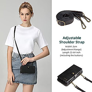 Misscase Compatible with iPhone 14 Pro Max Wallet Case,Detachable Magnetic Wallet Case with Card Holder,RFID Blocking,Zipper Wallet,Crossbody Strap,Card Slots for iPhone 14 Pro Max Black