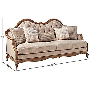 ACME Chelmsford Sofa w/5 Pillows - 56050 - Beige Fabric & Antique Taupe