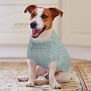 ASENKU Dog Turtleneck Sweaters, Winter Dog Sweaters Clothing, Classic Wired Knit Clothing for Cold Weather, Ideal Gift for Pets(Blue, S)