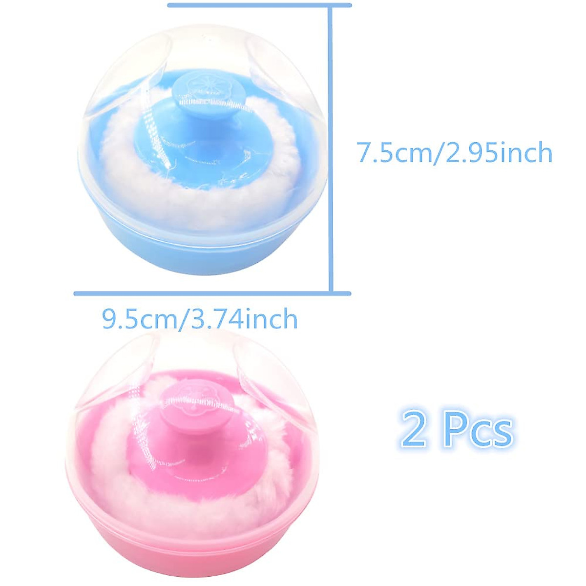 Xianglangsuccess 2Pcs Baby Powder Powder Puff Plush + Boxed Container, Baby Powder Container
