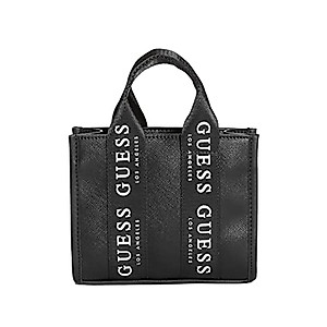 GUESS Factory Women's Logo-Tape Mini Tote Crossbody Handbag Black