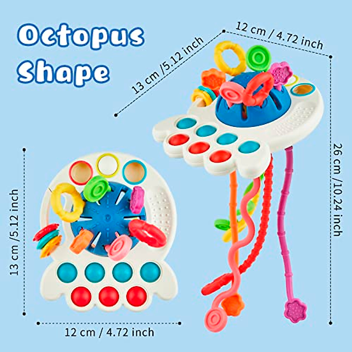 FLMRIOY Baby Montessori Sensory Toys, Octopus Pull String Activity Toys for Babies 18+ Months Toddler Early Interactive Learning Development Toy for Infant Newborn Boys Girls Gifts