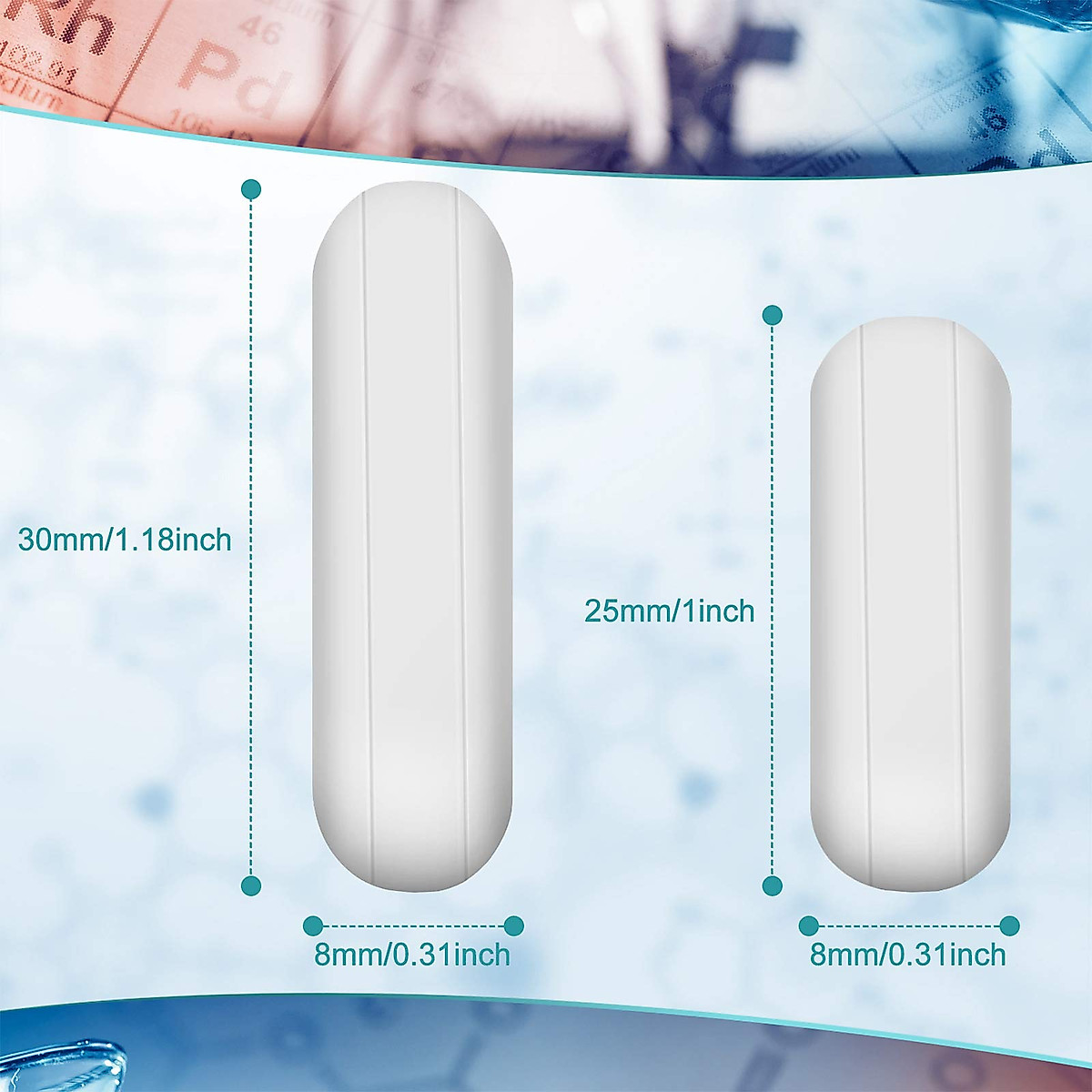Weewooday PTFE Magnetic Stirrer Mixer Stir Bar Set, White Color, Stir Rod Magnetic, Laboratory Bar, Stir Plate Bar, Stir Plate Magnet Stick(8 Pieces,25 mm/ 1 Inch and 30 mm/ 1.18 Inch)