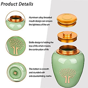 Stylitzy Medium Urn for Human Ashes,Decorative Ceramic Cremation Urn for Human or Pet Ashes,Small Keepsake Urn for Sharing Ashes Hold Up to 65 Cubic Inch,Tree of Life Design Memorial Urns (Green)