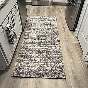 Gertmenian Air Shag Fresh Collection , Classic Plush Microfiber Shag Rug , Bedroom Nursery Living Room Dining Room Dorm Room , 9x13 Ft Extra Large, Vintage Abstract Lines, Gray, 18607