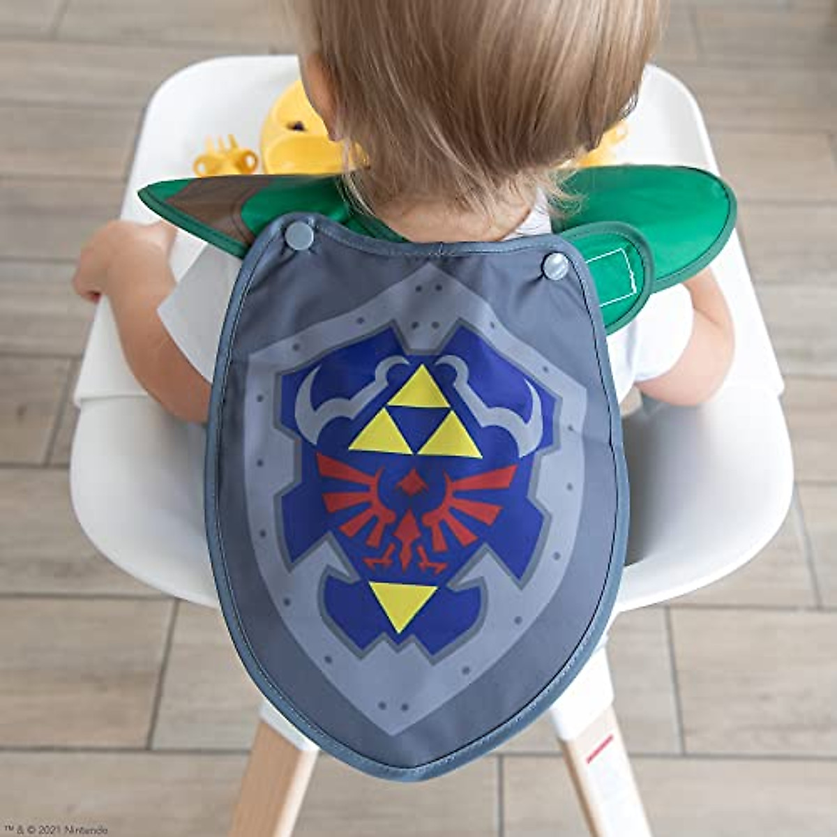 Bumkins Nintendo Bibs for Girl or Boy, SuperBib with Cape for Baby and Toddler 6-24 Months, Essential Must Have for Eating, Feeding, Baby Led Weaning Supplies, Mess Saving Catch Food, Legend of Zelda