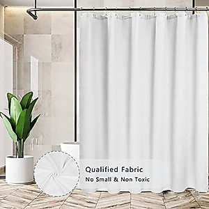 PEDBANRO White Shower Curtain - Waffle Weave Textured Fabric Shower Curtains for Bathroom, Machine Washable Waterproof Soft Cloth & Hotel Quality, Rust Resistant Grommets Weighted Bottom Hem, 72x72