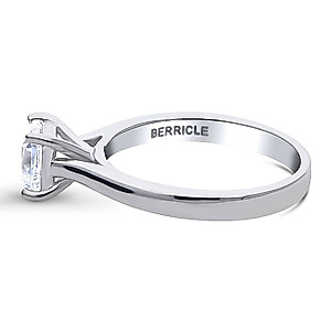 BERRICLE Sterling Silver Solitaire Wedding Engagement Rings 1.25 Carat Cushion Cut Cubic Zirconia CZ Promise Ring for Women, Rhodium Plated Size 9
