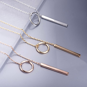 S.Leaf Choker Necklace for Women Gold Plated Necklace Bar Necklace for Women Sterling Silver Dainty Gold Necklace for Women(06_Lariat_Silver)