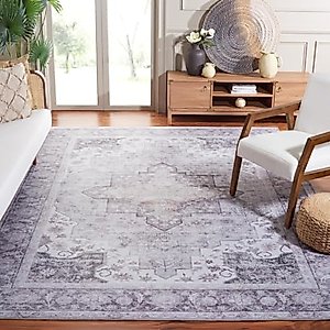 SAFAVIEH Tucson Collection Area Rug - 9' x 12', Light Purple & Sage, Traditional Design, Washable & Slip Resistant, Ideal for High Traffic Areas in Living Room, Bedroom & Dining Room (TSN105W-9)