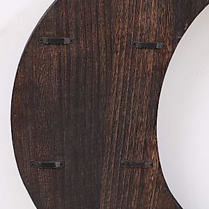 Wall Mounted Moon Shelf-Solid Wood Crystal Shelf，Distressed Antique Finished Storage Holder,Farmhouse Hanging Disaplay Shelves for Living Room,Bedroom(Burnt Color)