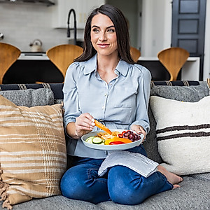 Grow Forward Premium Wheat Straw Plates - 10 Inch Reusable Hard Plastic Dinner Plates Set of 8 - Unbreakable Microwave Safe Plates for Dessert, Camping, RV, Outdoors, Patio, Kitchen Dishes - Seascape